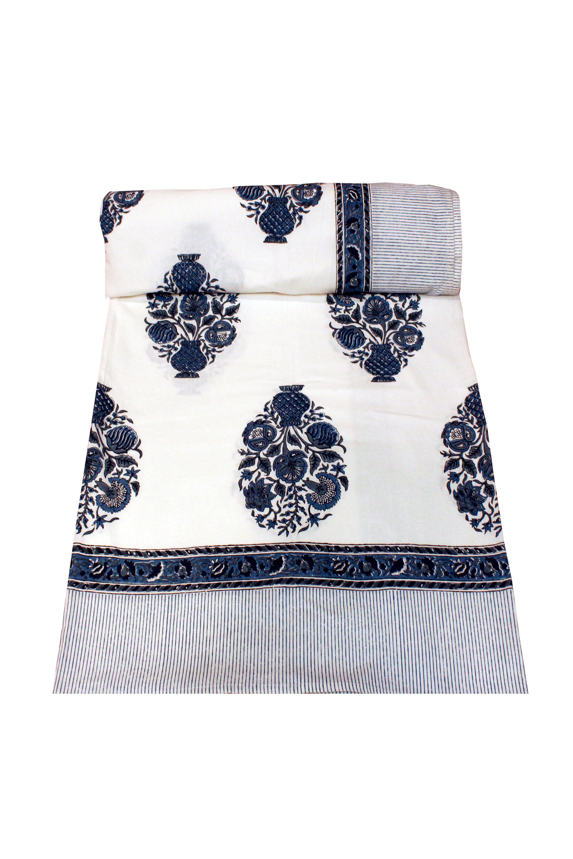 Cotton Mughal Buta Block Print Bedsheet in Blue – ChhipaPrints