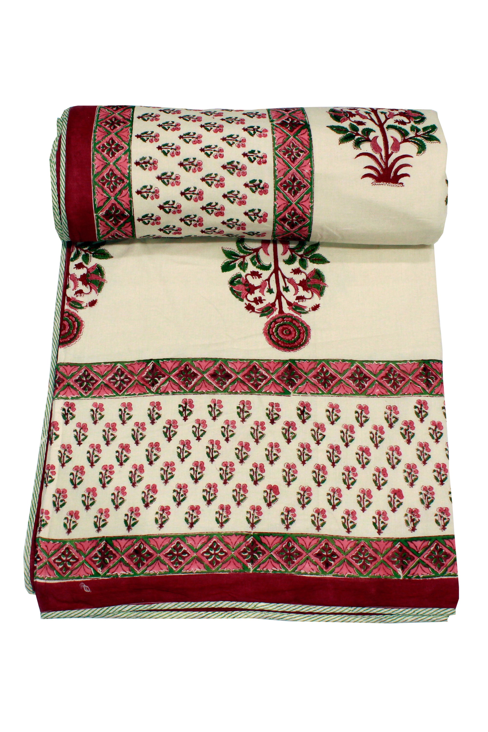 Cotton Mughal Buta Hand Block Print Dohar in Red – ChhipaPrints