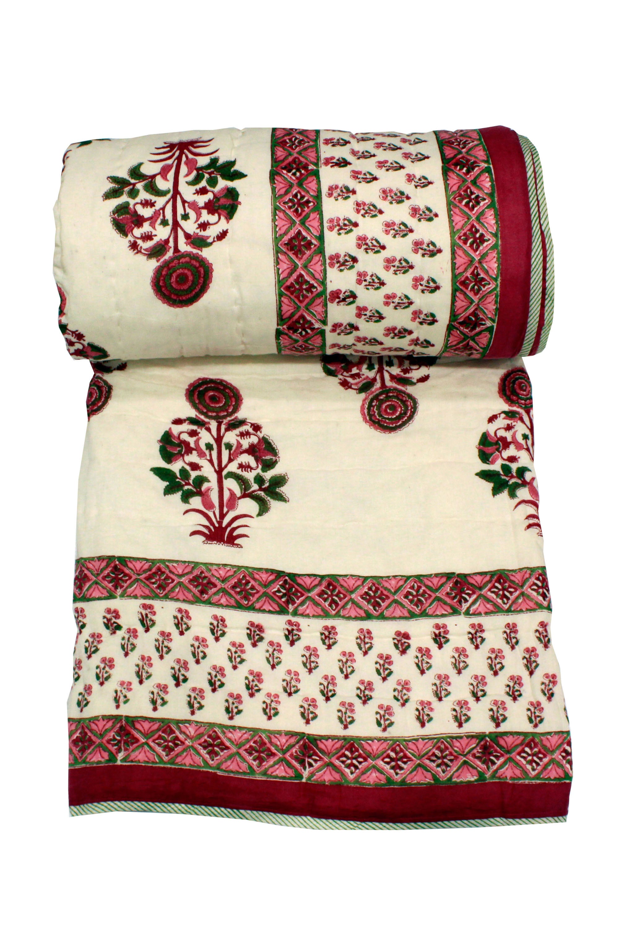 Quilt Mughal Buta Hand Block Print in Red – ChhipaPrints